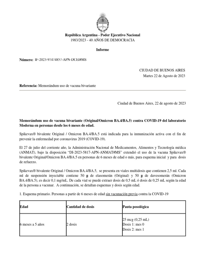 Memo Moderna Bivariante IF-2023-97474857-APN-DCEI#MS | PDF