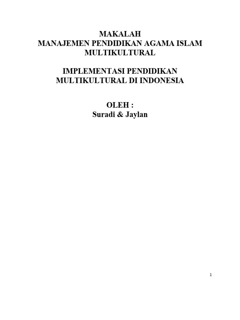 Pendidikan Multikultural di Indonesia | PDF