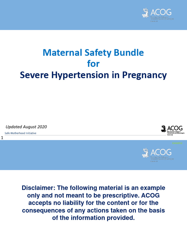 ACOG 2020 SMI-hypertension-bundle-slides | PDF | Maternal Death | Hypertension