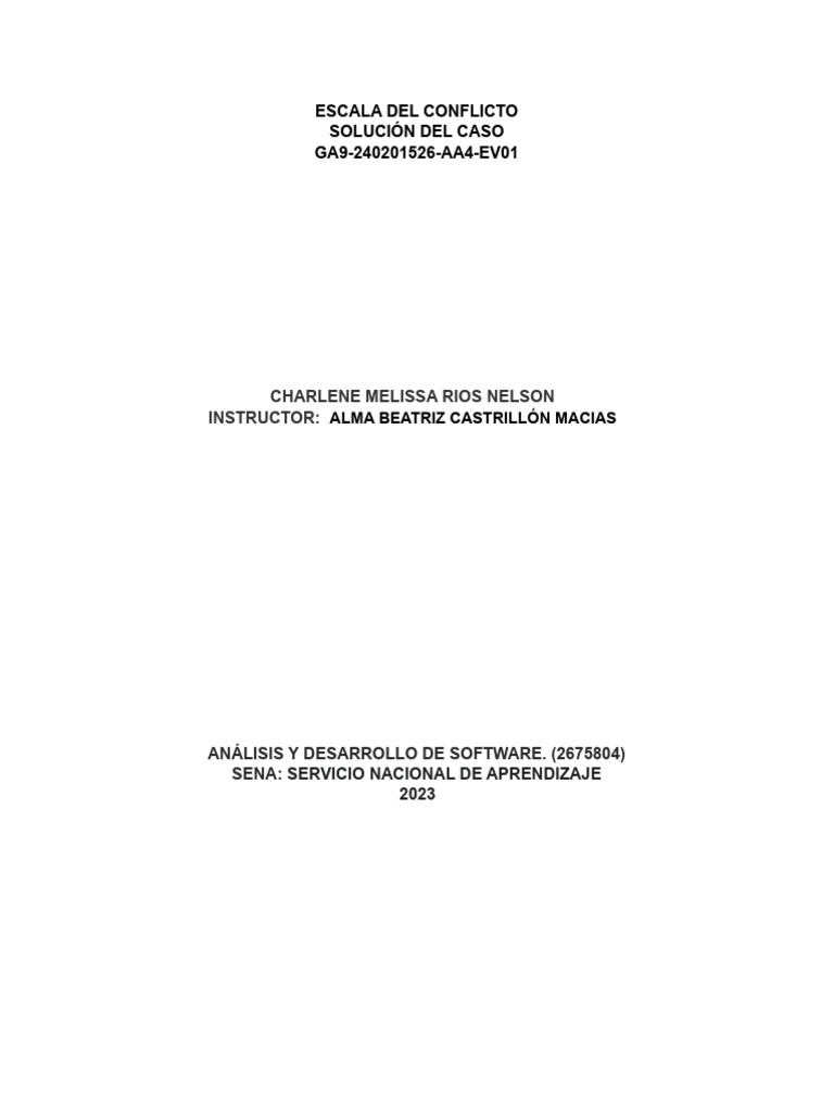 Escala Del Conflicto Solución Del Caso Ga9-240201526-Aa4-Ev01 | PDF