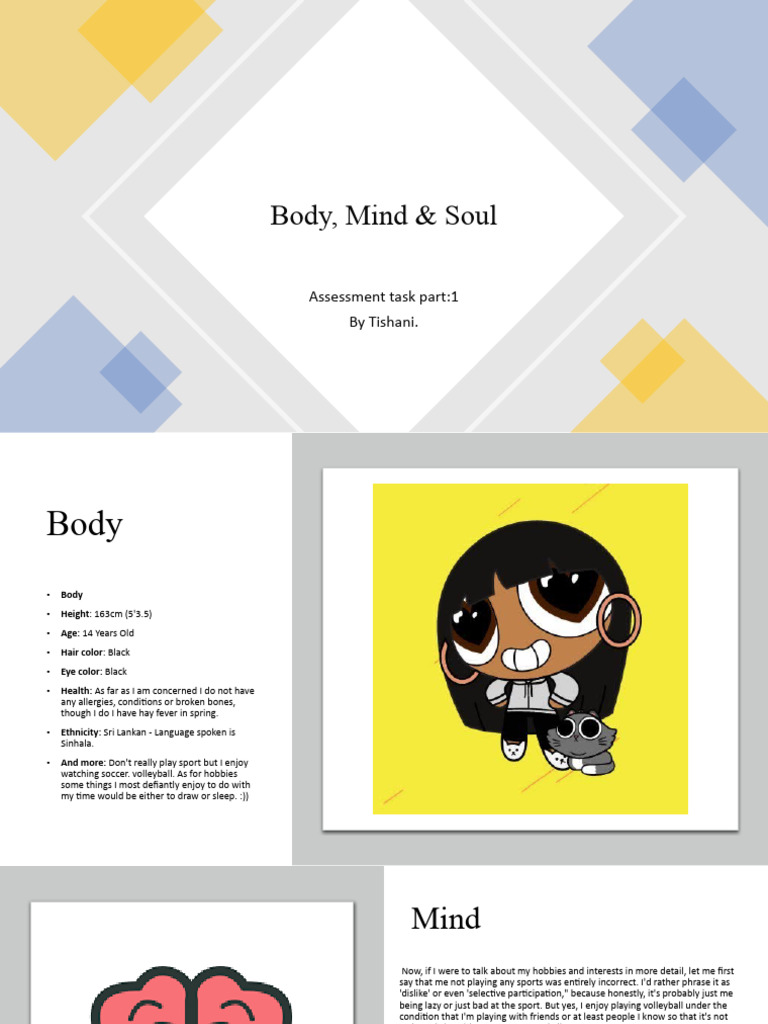 R.E Assessment Mind Body and Soul (ABOUT ME) | PDF