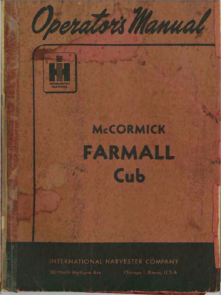 Farmall Cub Tractor Owner's Manual | PDF | Clutch | Carburetor