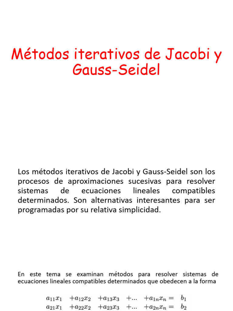 Métodos Iterativos de Jacobi y Gauss-Seidel | PDF | Matriz (Matemáticas) | Ecuaciones