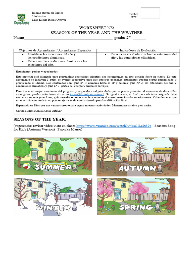 Guía 2 Inglés 2do Básico | PDF