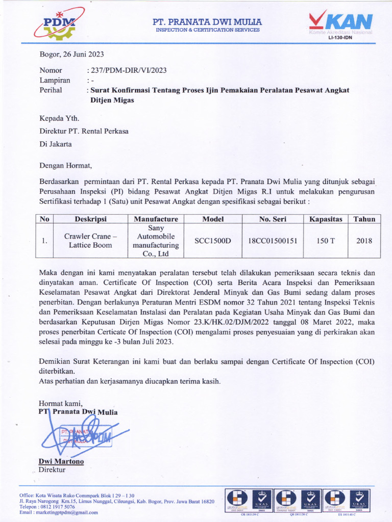 SKDP Migas-PT. Rental Perkasa-CC-150T (1) | PDF