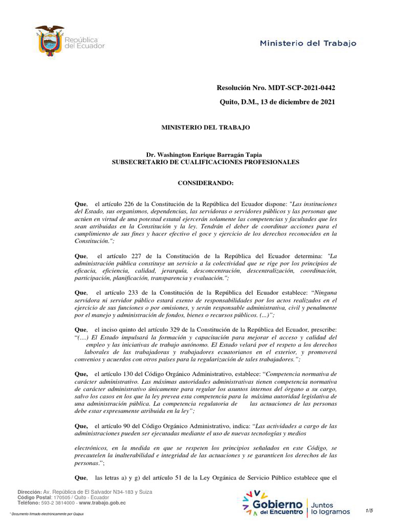 20 mdt-scp-2021-0442 Resolucion Extension de Plazos para Oc y Oec 13dic2021-1 | PDF