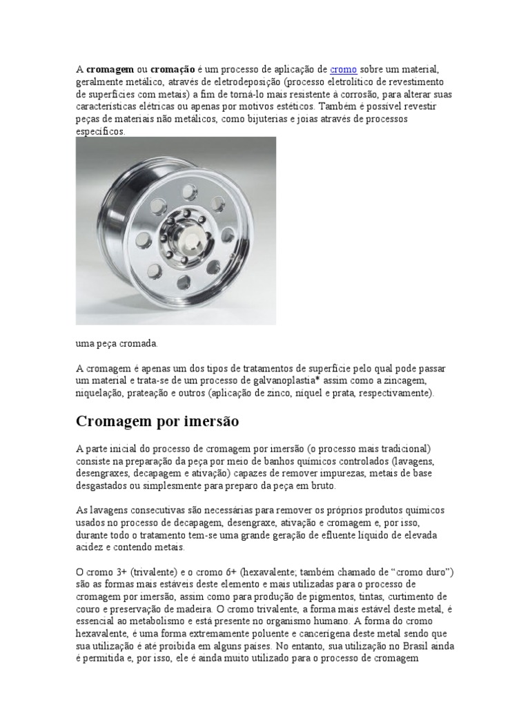 Processo de Cromagem de Metais | PDF