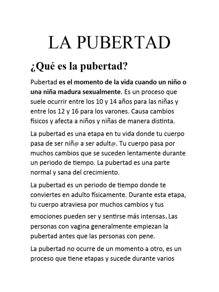La Pubertad | PDF