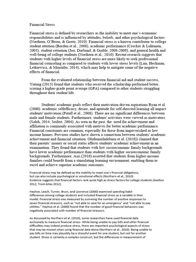 FInancial Stress and Academic Performance | PDF