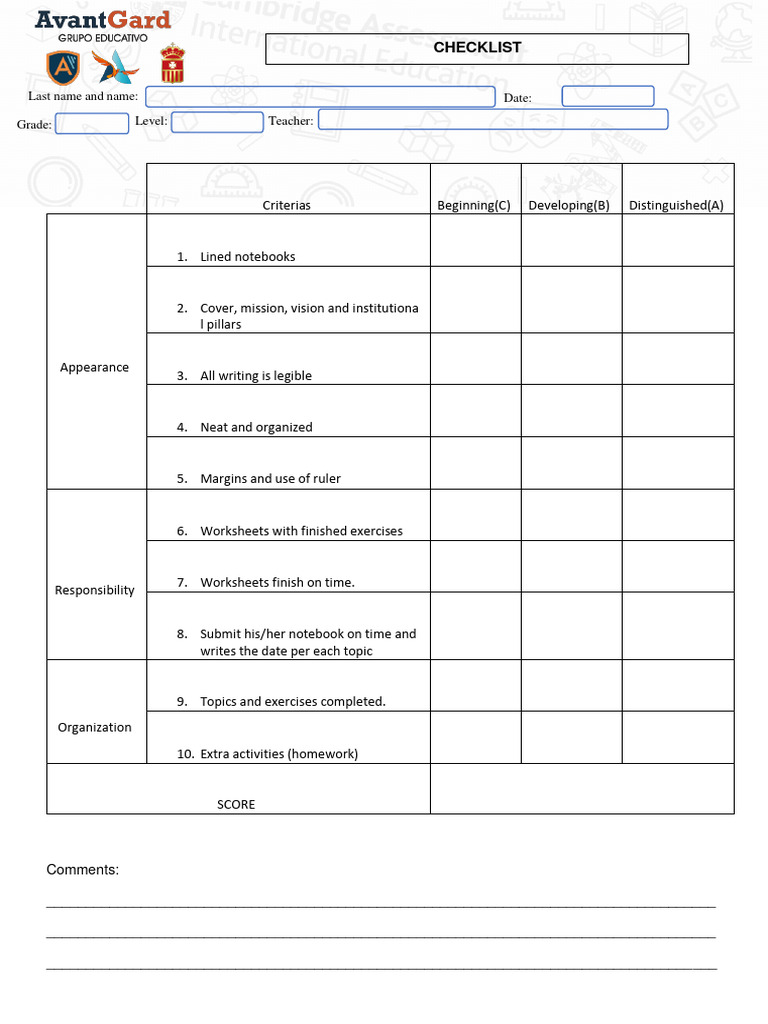 CHECKLIST For NOTEBOOK | PDF