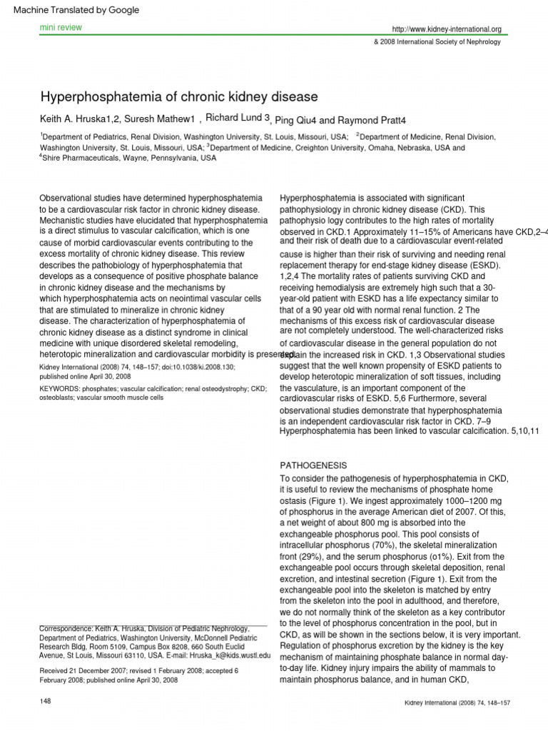 Hyperphosphatemia of Chronic Kidney Disease - Kint | PDF