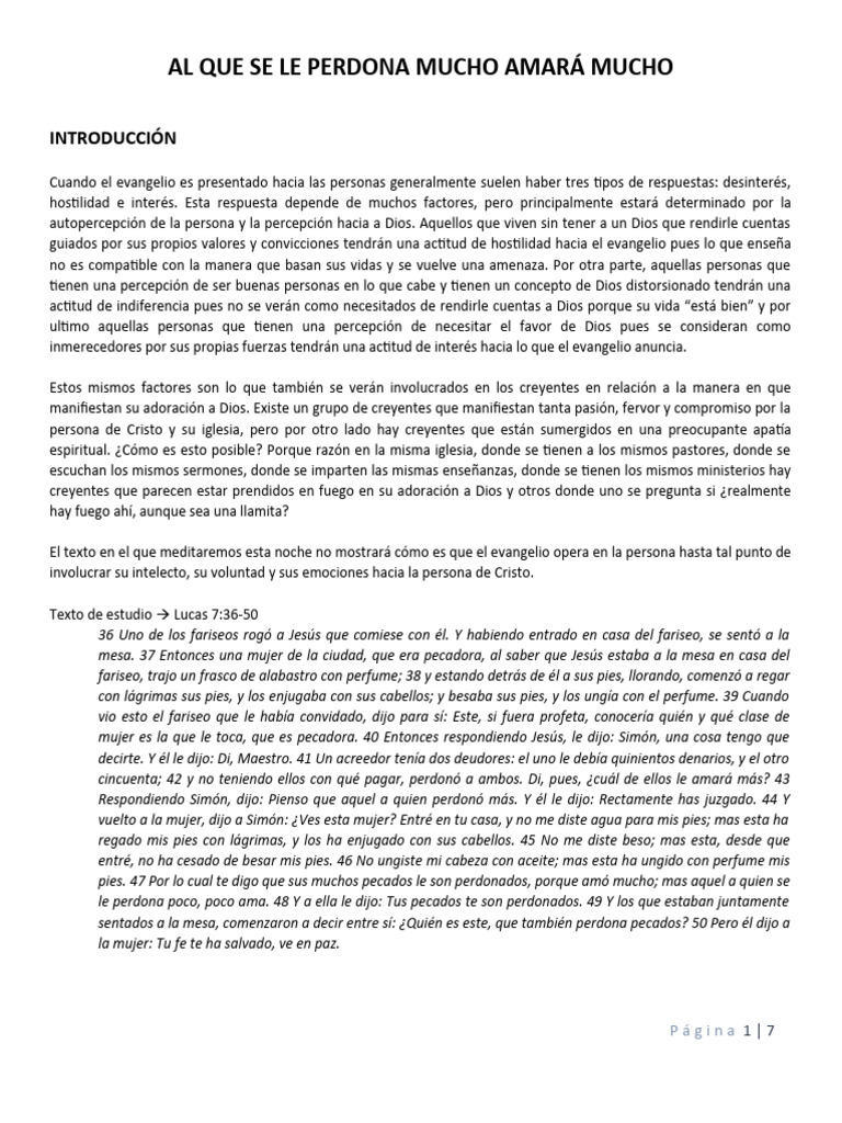 Al que mucho se le perdona, ama mucho | PDF | Jesús | Pecado