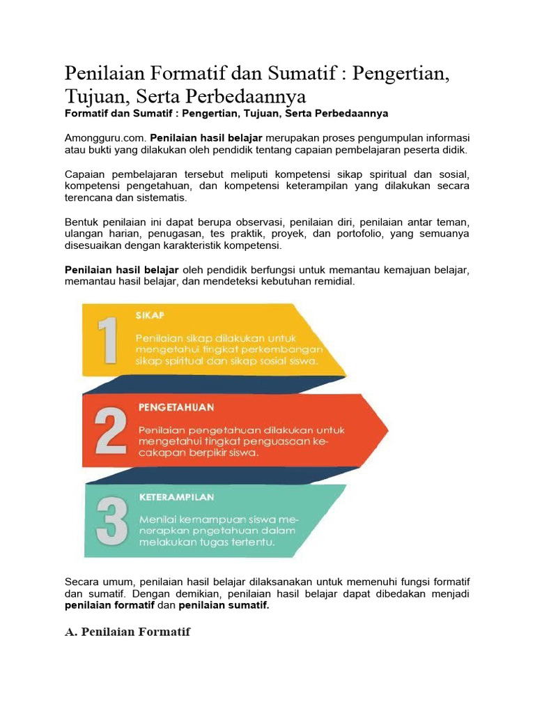 Arti Penilaian Formatif Dan Sumatif | PDF