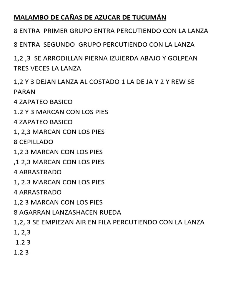 Malambo de Cañas de Azucar de Tucumán | PDF
