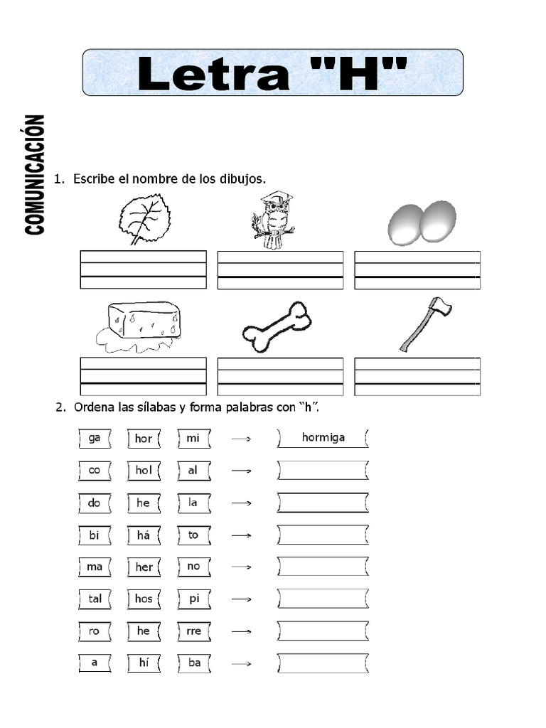Rimas y actividades con la letra H | PDF