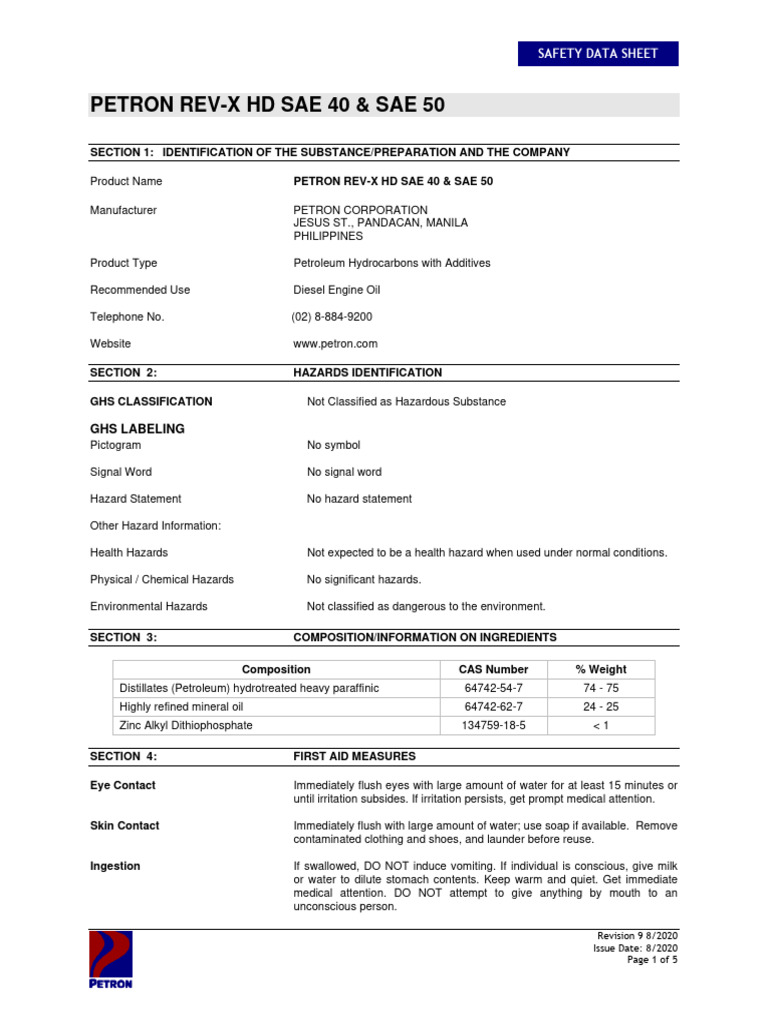 SDS-Petron-Rev-X-HD-40-and-HD-50-rev-10 | PDF