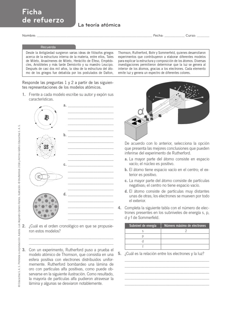 Taller Modelos Atomicos Grado 7mo | PDF