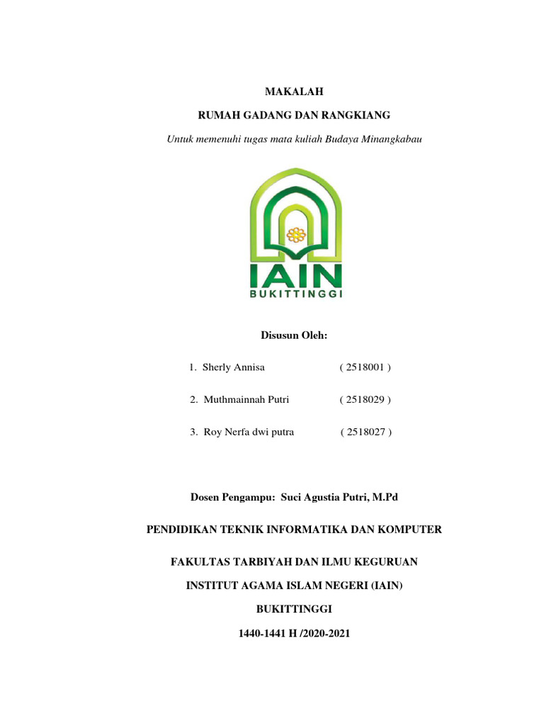 Rumah Gadang& Rangkiang (Klompok 7) | PDF