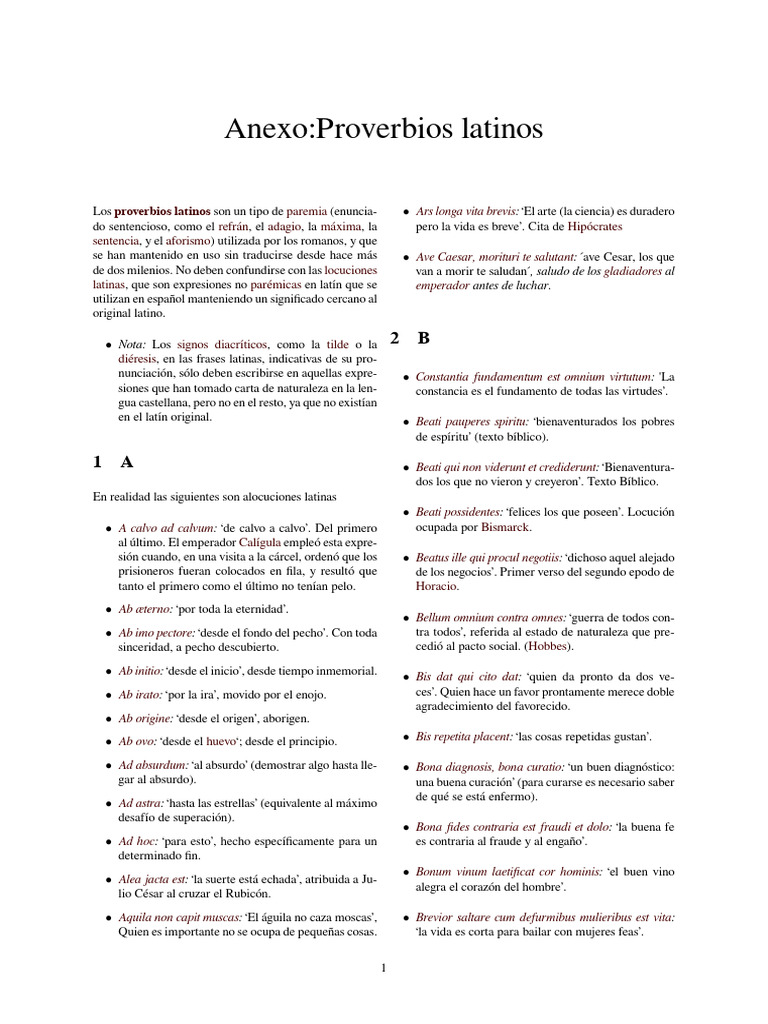 Proverbios Latinos | PDF