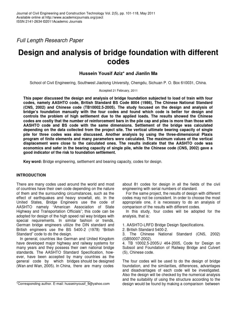 Design and Analysis of Bridge Foundations With Different Codes | PDF