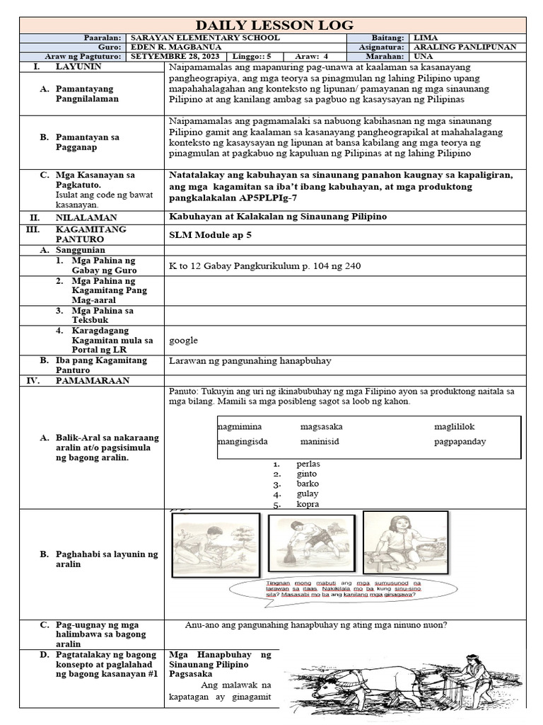 DLL-AP5-Q1-Week 5 Day 4 | PDF