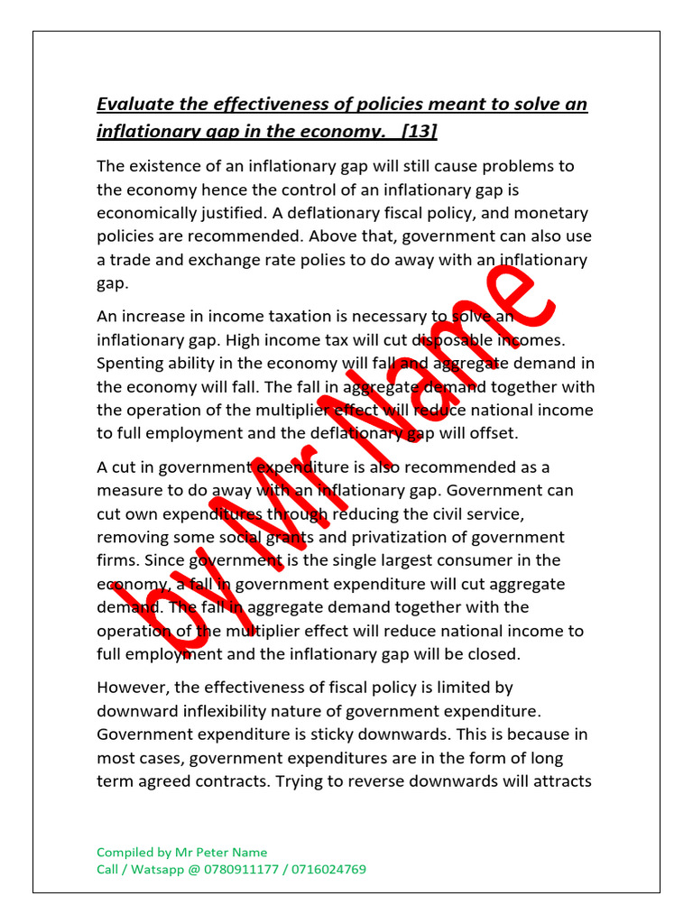 A Level Economics Essay-Inflation | PDF | Inflationism | Fiscal Policy