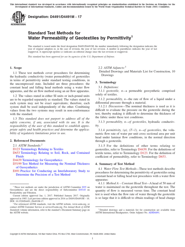 Astm D4491 | Download Free PDF | Coefficient Of Variation | Chemical ...