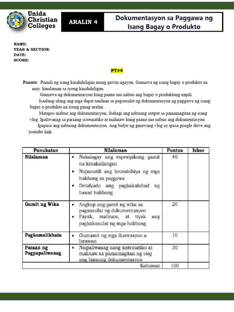 PT#4-Dokumentasyon Sa Paggawa NG Produkto | PDF
