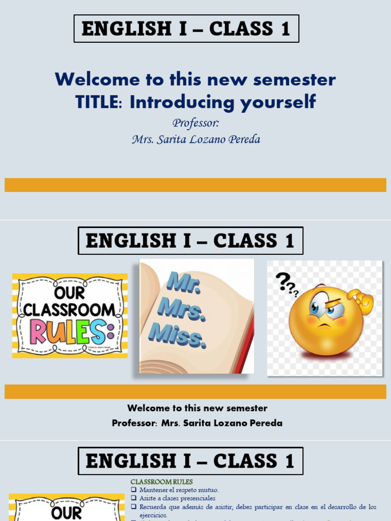 CLASS 1 - English I | PDF
