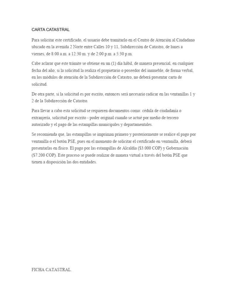 Carta y Ficha Catastral | PDF
