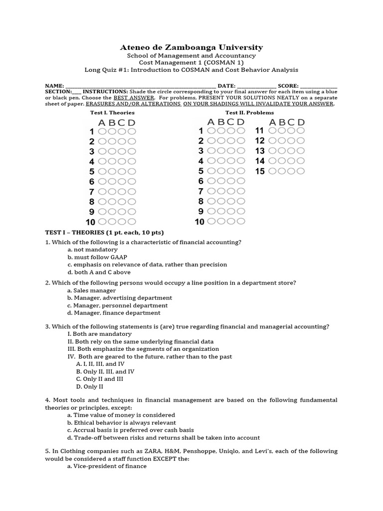 First Long Quiz COSMAN | PDF | Linear Regression | Least Squares First Long Quiz COSMAN | PDF | Linear Regression | Least Squares