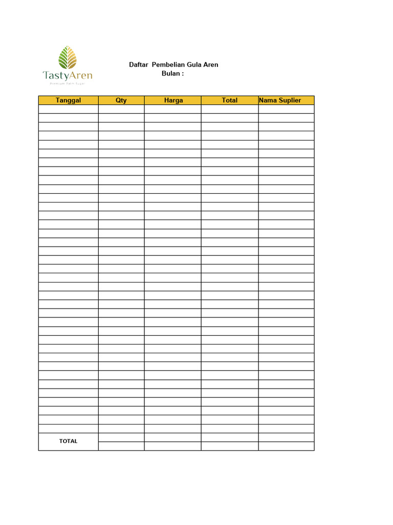 Format Pembelian Bahan Baku | PDF