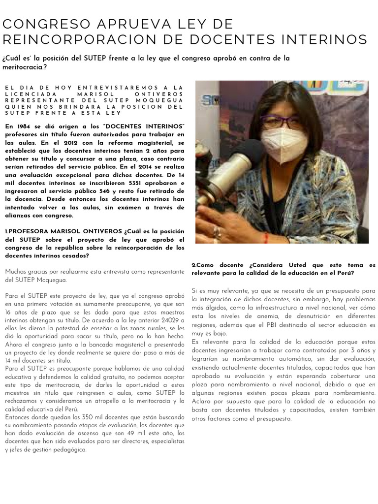 Entrevista A Marisol Ontiveros | PDF