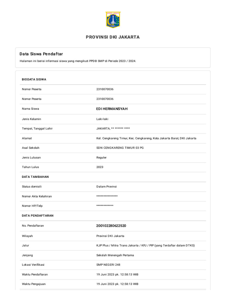 SIAP PPDB Online - Provinsi DKI Jakarta | PDF