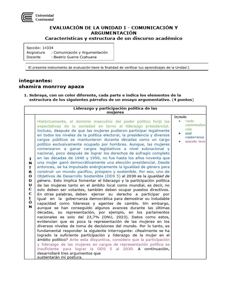 Evaluación Unidad I401 | PDF