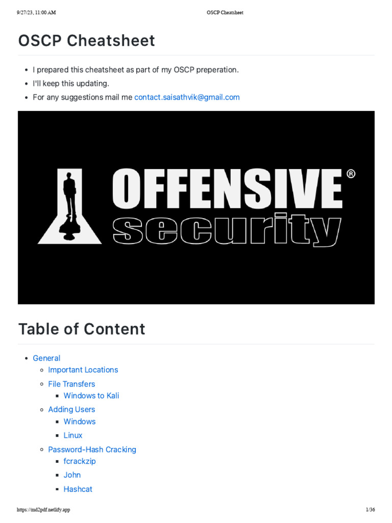 OSCP Cheat Sheet | PDF