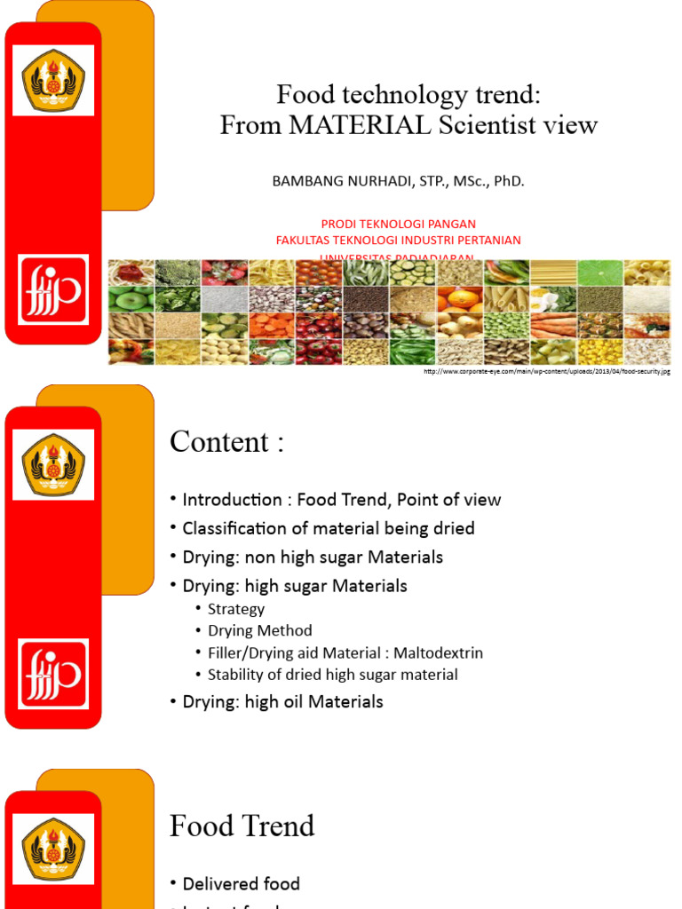 Food Technology Trends in Drying Methods | PDF | Sucrose | Phase (Matter)