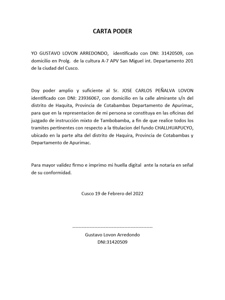 Carta Poder | PDF