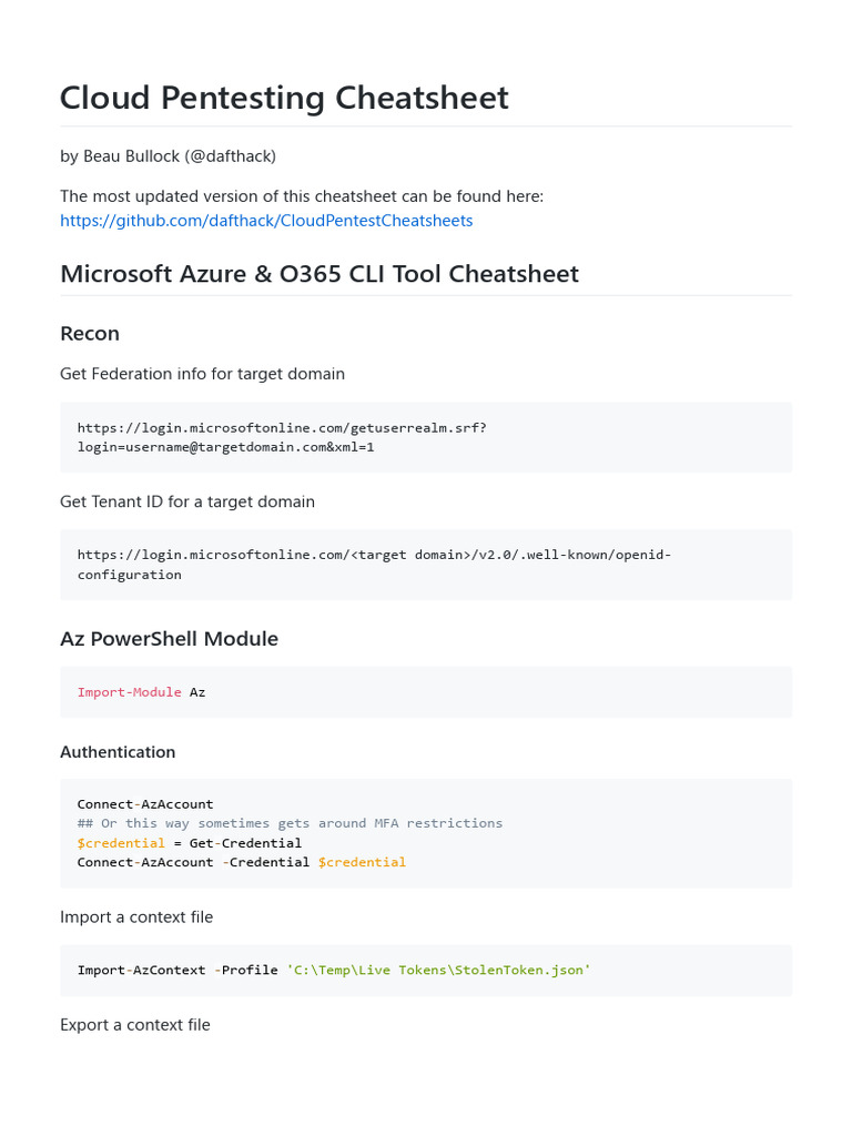 Cloud Pentesting CheatSheet - 1 | PDF