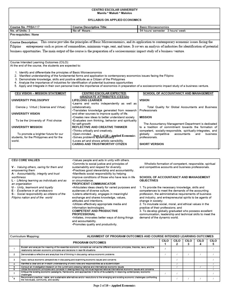Basic Microeconomics Syllabus Overview | PDF | Supply And Demand | Monopoly