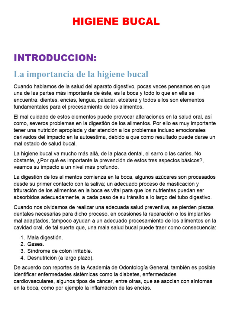 Higiene Bucal | PDF Higiene Bucal | PDF