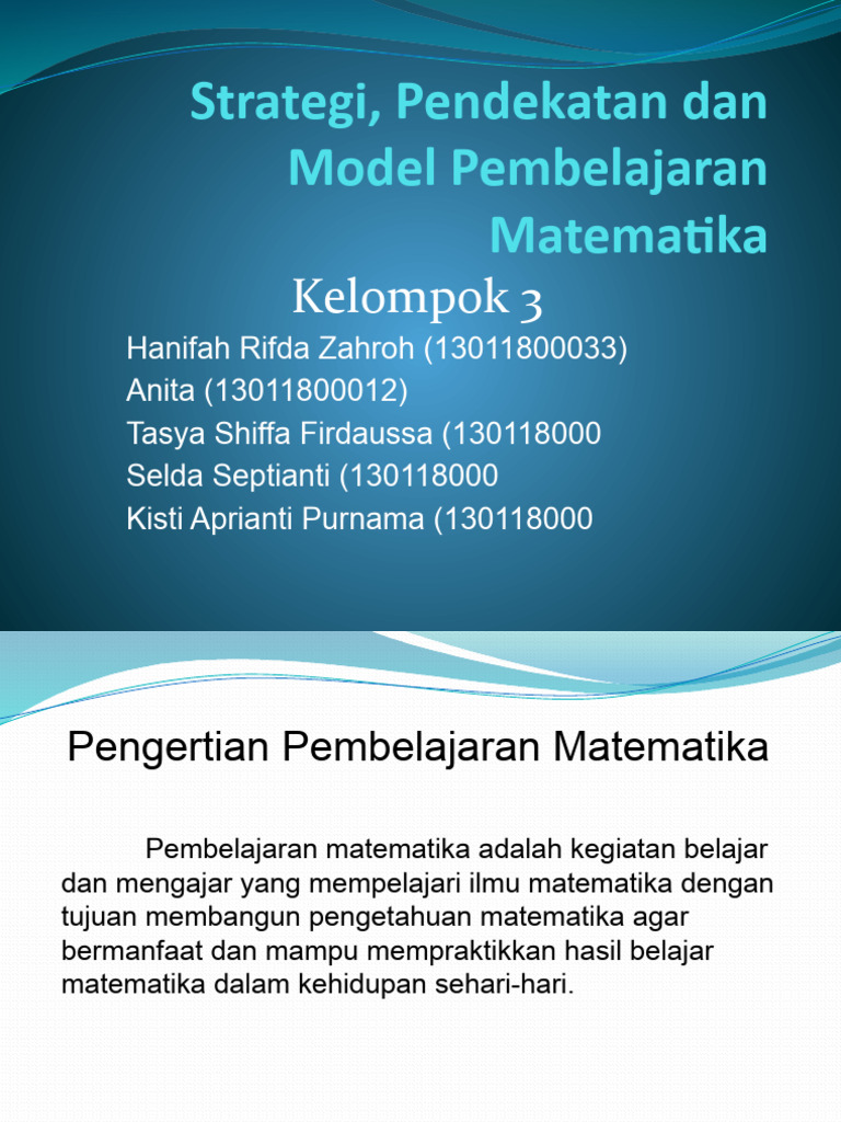 Strategi, Pendekatan Dan Model Pembelajaran Matematika | PDF Strategi, Pendekatan Dan Model Pembelajaran Matematika | PDF