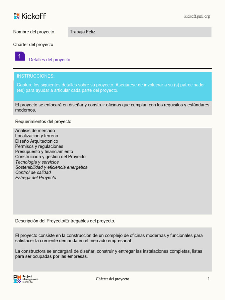 1-Project Charter Presentación | PDF | Business | Marketing