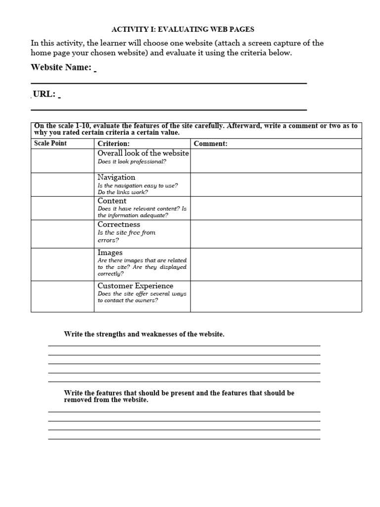 Evaluating Website | PDF