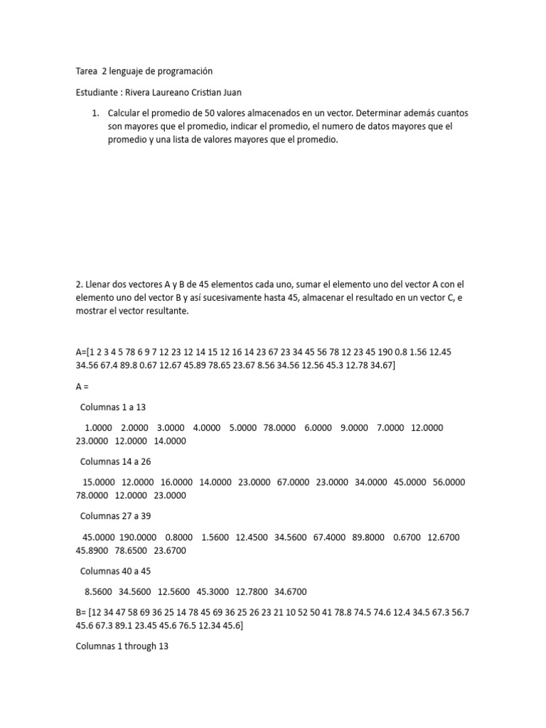 Tarea 2 Lenguaje de Programación 2 | PDF