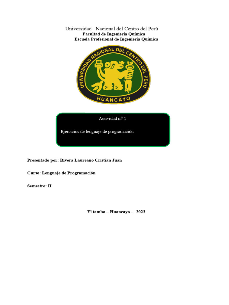 Rivera Laureano Cristian Tarea Lenguaje de Progamacion | PDF ... Rivera Laureano Cristian Tarea Lenguaje de Progamacion | PDF ...