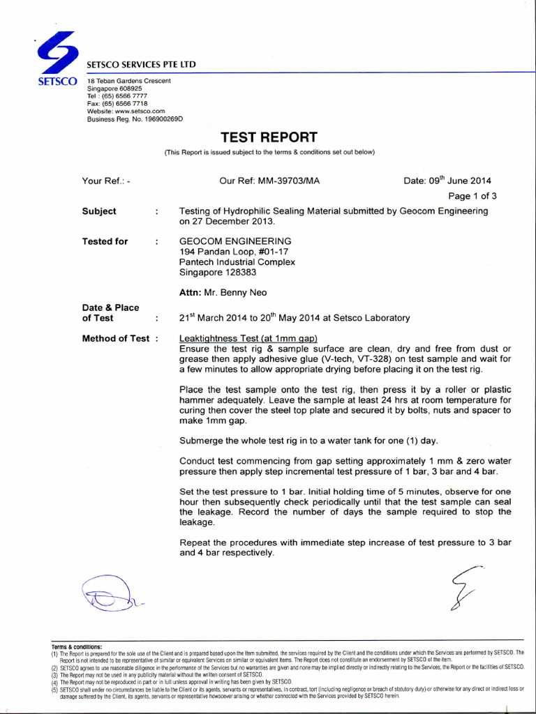 CJ-0720-2K Test Report (1mm) - 2014 Setsco | PDF