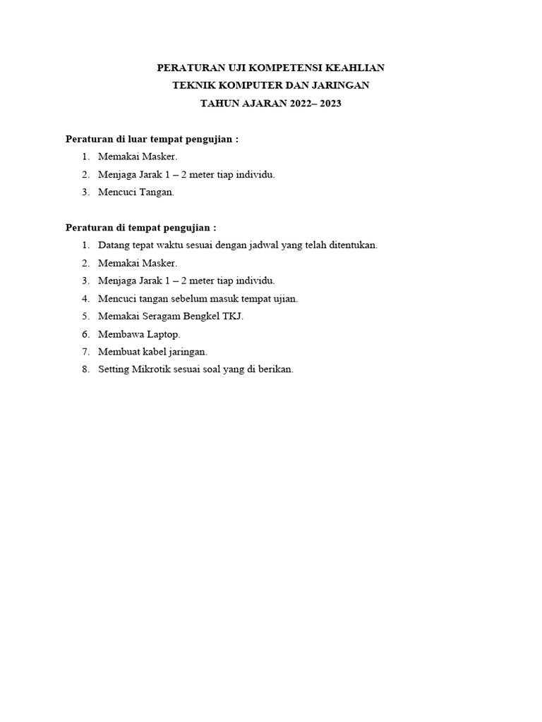 15 SOP Dan Layout UKK 2022-2023 | PDF