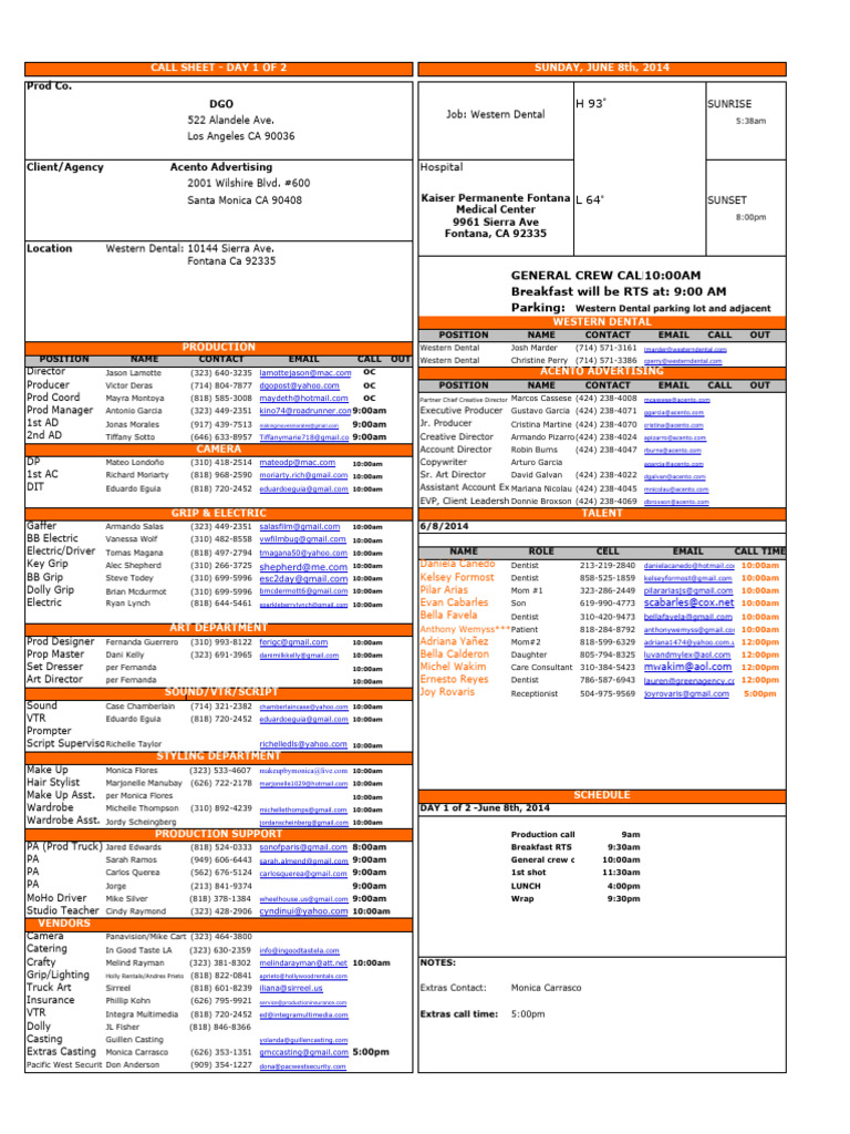 WD Call SHEET | PDF