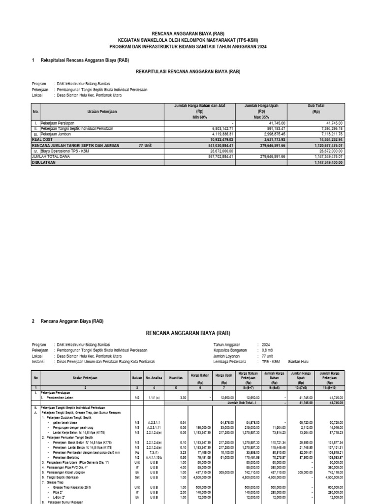 02 Rab Siantan Hulu Sanitasi 2024 Revisi | PDF